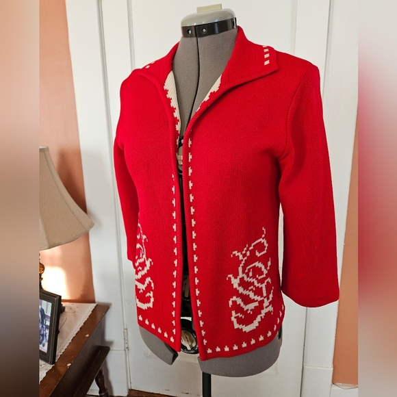Sweaters | Vintage Red Knit Jacket | Poshmark